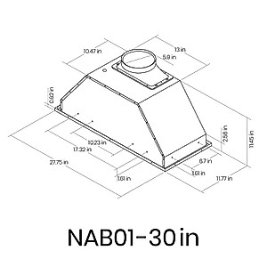 Range Hood Insert, EKON NAB01-30IN Black 900CFM Built-in Range Hoods Ducted/Ductless with 4-Speed Soft Touch Panel Control/Dishwasher-safe Filters, Kitchen Hoods for Over Kitchen Stove