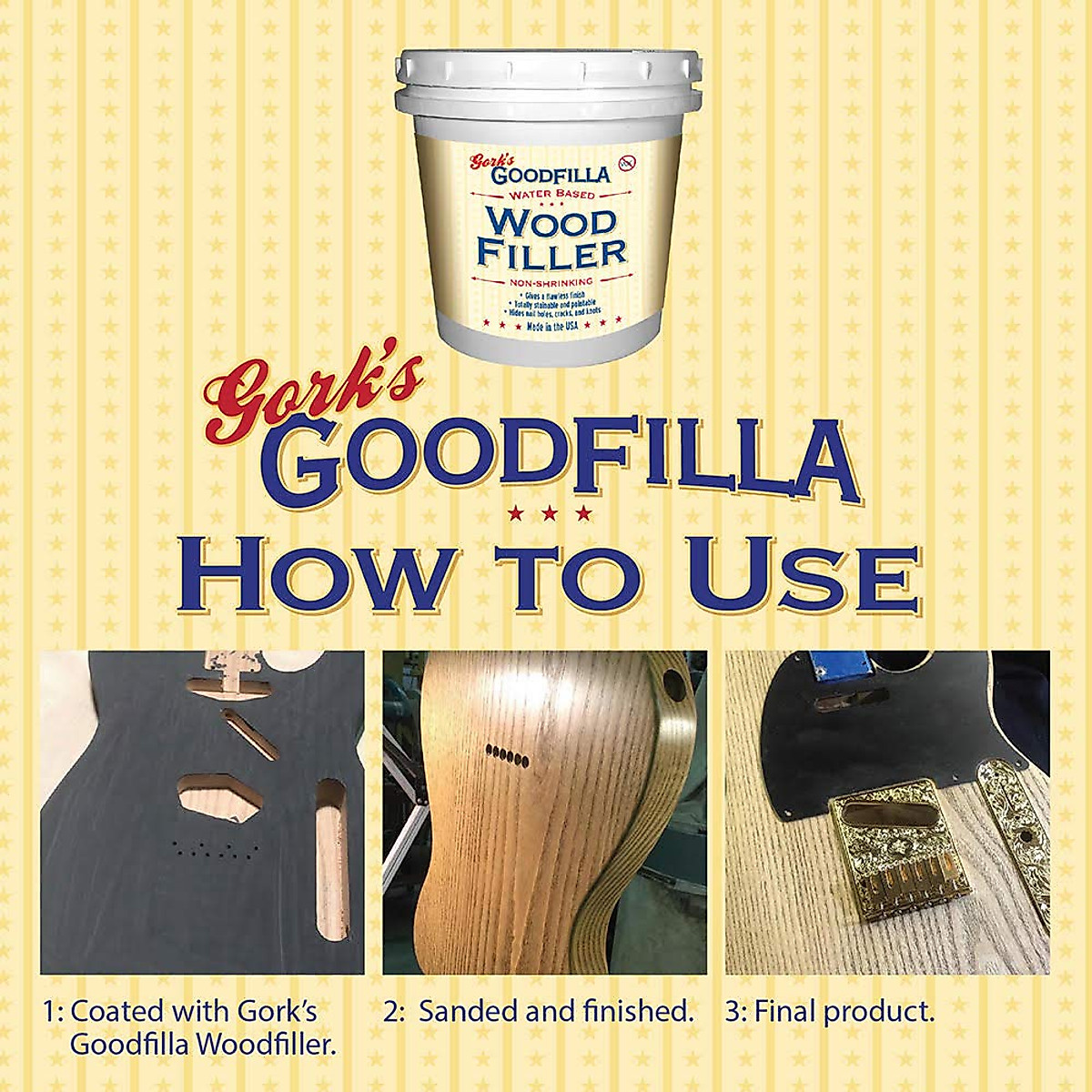 Water-Based Wood & Grain Filler - White - 8 oz By Goodfilla | Replace Every Filler & Putty | Repairs, Finishes & Patches | Paintable, Stainable, Sandable & Quick Drying