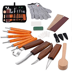 Wood Carving Tools Set,Detail and Hook Carving Knife Kit for Beginners,Trimming Knife for Spoon Bowl Cup Woodwork,Round Handle Design and 6pcs SK2 Carbon Steel Wood Carving Knives（10pcs）