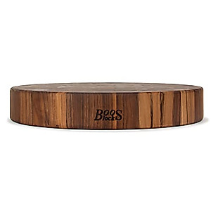 John Boos Block WAL-CCB183-R Classic Collection Walnut Wood End Grain Round Chopping Block, 18 Inches Round x 3 Inches