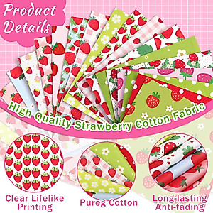 20 Pcs 10''x10'' Strawberry Fabric Strawberry Fabric Squares Quilting Cotton Fabric Bundle for DIY Sewing Fabric Precuts Quilt Squares Multi Color Printed Patchwork Supplies for Quilting Patchwork