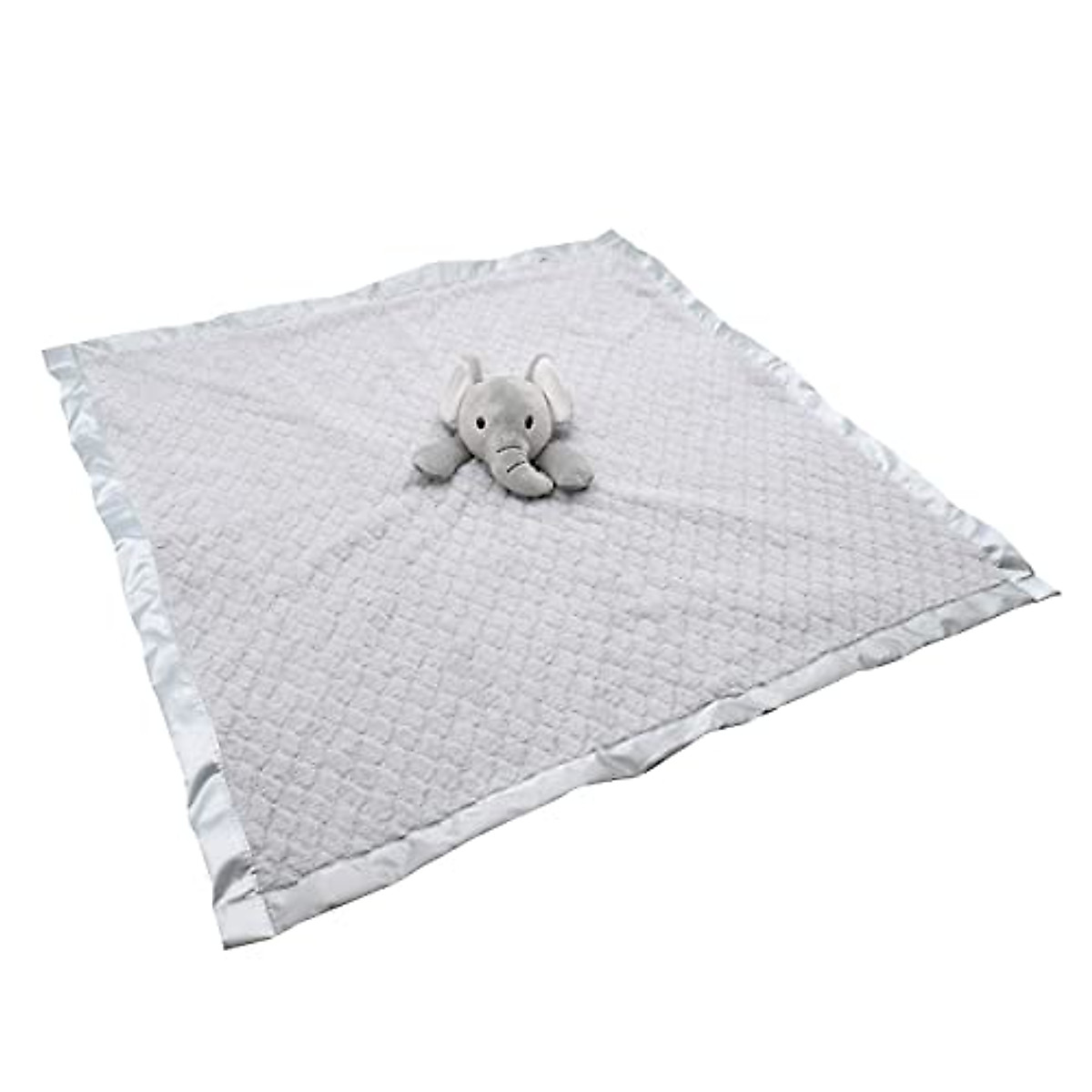 EVERYDAY KIDS Large Lovey Baby Security Blanket for Boys and Girls Sweet Elephant Stuffed Animal on 30” Gender Neutral Gray Snuggle Baby Blanket; Fluffy Fleece with Attached Plush Toy to Cuddle