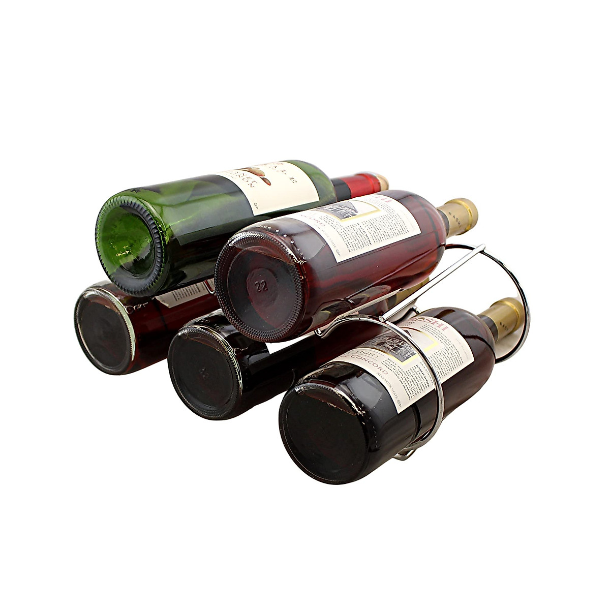 Stackable Table Top Wine Rack Bottle Holder (Silver)