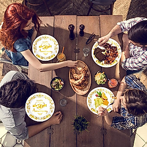 80Pcs 50th Anniversary Paper Plates Golden Wedding Celebration Party Supplies 7"50th Golden Dessert Plates 50 Years Golden Plates,for Fifty Anniversary Party Decoration 50th Brithday Party Decorations