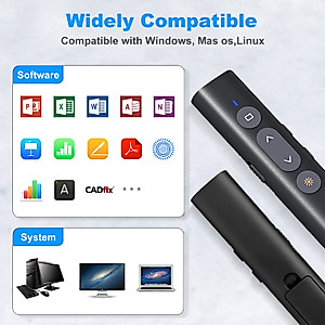 USB-A/USB-C Presentation Clicker for PowerPoint Presentations Pointer, Wireless Presenter Remote, Google Slide Advancer Projector Smart Board Slideshow PPT Clicker for Mac/Laptop/Computer/Office