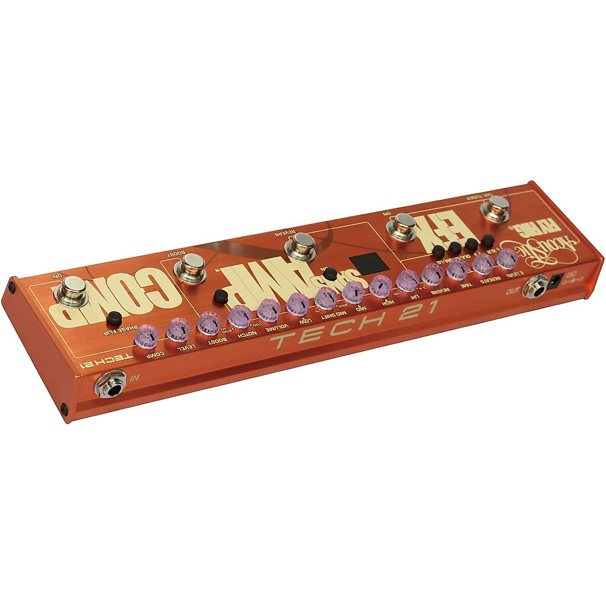 Tech 21 Acoustic Fly Rig Multi-Effects Pedal - Bundled with Dunlop Acoustic Pick Pack, Instrument Cable, Patch Cables and Universal String Winder