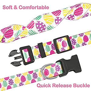 Blahhey Easter Dog Collar for Small Medium Large Dogs, Adjustable Comfortable Dog Collar with Plastic Buckle, Easter Gift for Your Dogs, Cats, Pets, Easter Egg, Rabbit Pendant