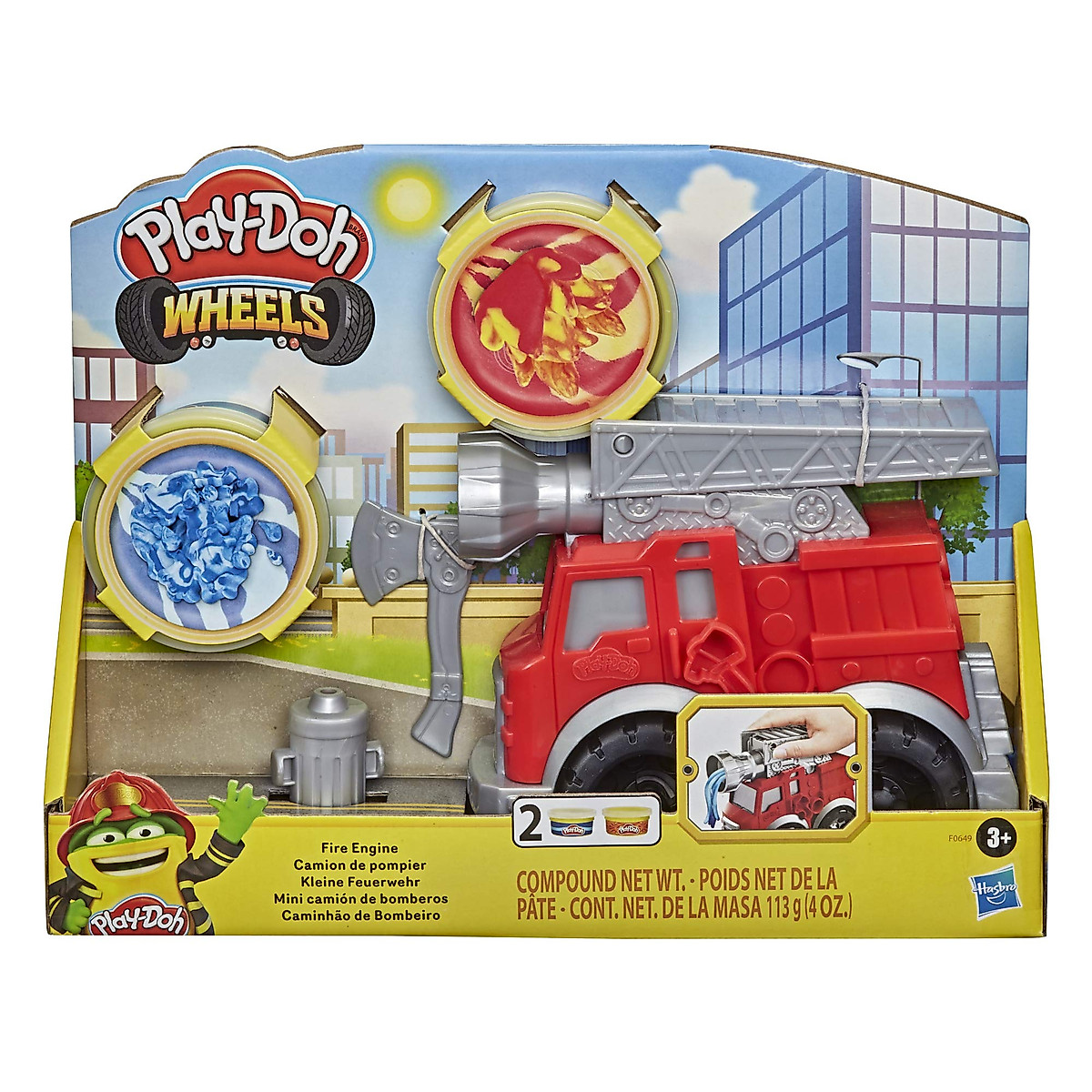 Play-Doh Wheels Fire Engine Playset with 2 Non-Toxic Modeling Compound Cans Including Water and Fire Colors, Firetruck Toy for Kids 3 and Up