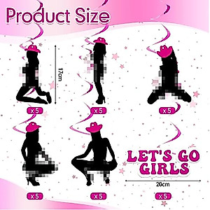 30 Pcs Cowgirl Party Decorations Supplies Women Dancer with Let's Go Girls Hanging Swirls Decorations Girl Hanging Party Whirls, Hoedown, Birthday Party