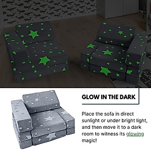 MeMoreCool Kids Couch, 10-Piece Modular Play Couch for Playroom, Fold Out Kids Sofa for Girl Boy, Glow Star