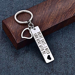 JanToDec Jewelry Drive Safe Keychain I Need You Here with Me Trucker Husband Gift Valentines Day Stocking Stuffer Silver