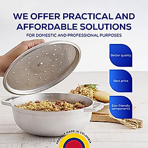 Universal Cast Aluminum Caldero Rice Cooker 25 Cups - 6.3 QT /6 L Even Heat Distribution Deep Fryer for Fast Cooking and Easy Cleaning, Ergonomic Handles Large Soup Pot, for French Fries, Stews