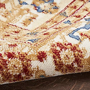 Nourison Grafix Vintage Navy Gold 2' x 4' Area -Rug, Easy -Cleaning, Non Shedding, Bed Room, Living Room, Dining Room, Kitchen (2x4)