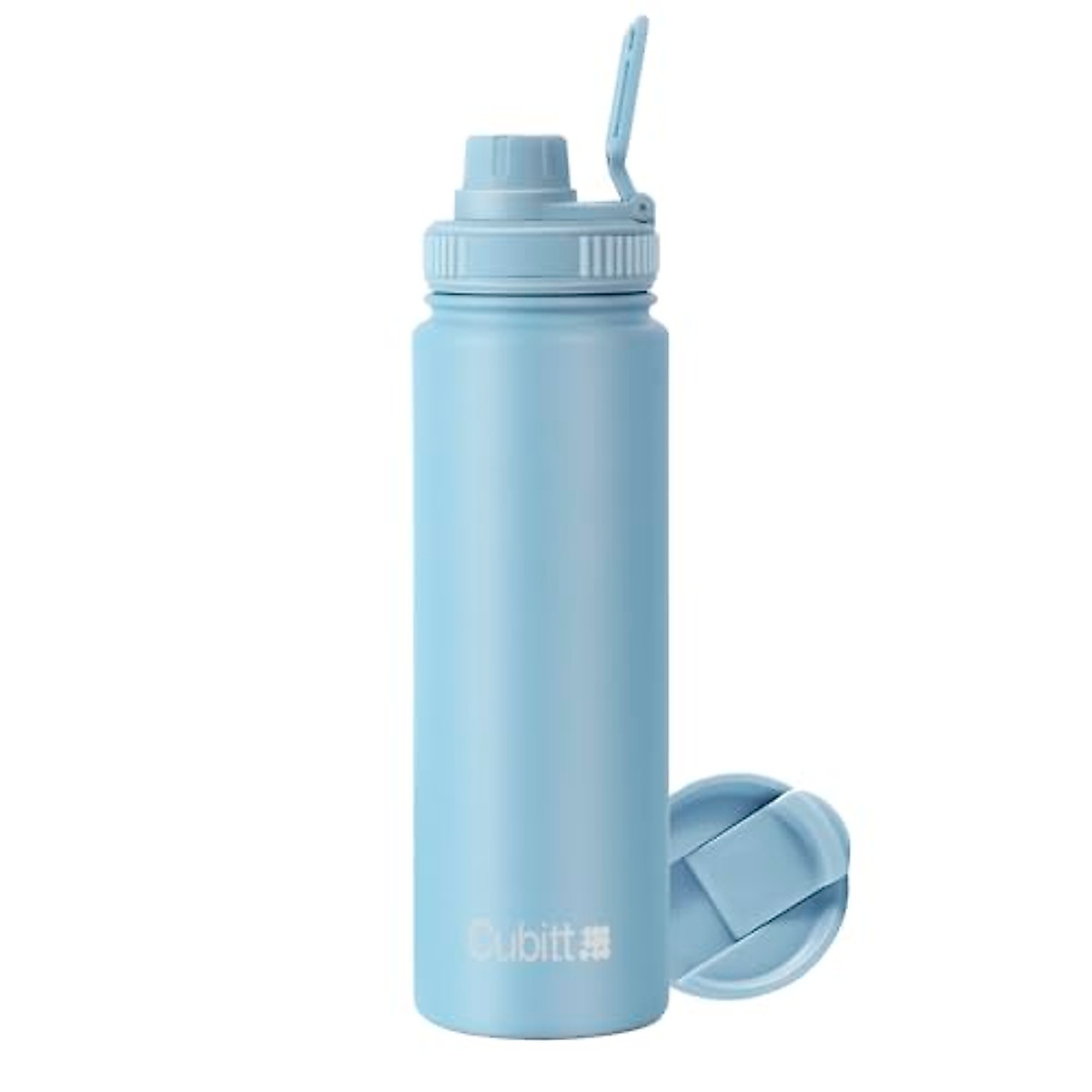Cubitt Insulated Sports Hydro Water Bottle 24 oz, 2 Lids (Coffee Lid and Wide Mouth Twist Sports Lid), Stainless Steel, Double Walled. Cold for up to 24 hours, Hot for up to 12 hours. (Blue 24 oz)