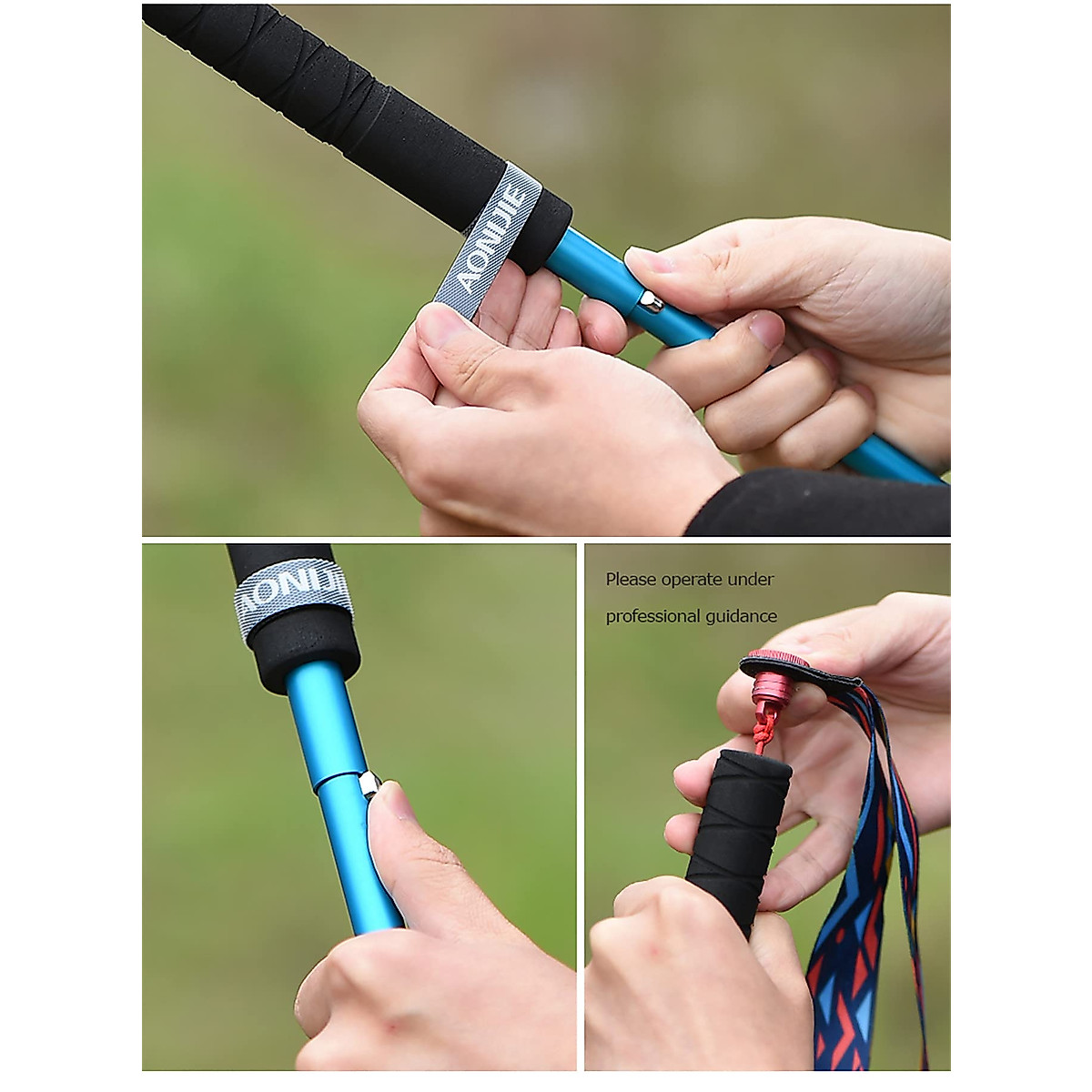 3 Section Trekking Poles Lightweight Aluminium Walking Poles Adjustable Trekking Sticks Collapsible Sticks 2pcs (Rainbow, 110cm/43.3inch)