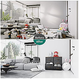 YITAHOME Storage Tower with 5 Drawers - Fabric Dresser, Organizer Unit for Bedroom, Living Room, Closets & Nursery - Sturdy Steel Frame, Easy Pull Fabric Bins & Wooden Top