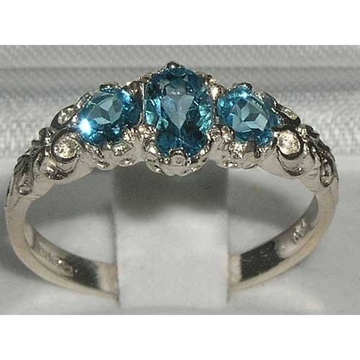 925 Sterling Silver Natural Blue Topaz Womens Promise Ring - Size 5.5