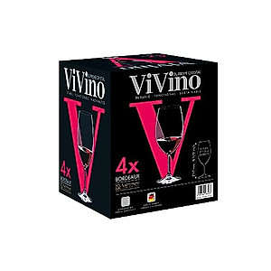 Nachtmann Vivino Bordeaux Glass | Set of 4 Wine glasses 20.6 Ounce Crystal Clear Glass | White or Red Wine Glass Set with Long Stem | Ideal for Tasting Cabernet, Pinot Noir, Bordeaux | Dishwasher Safe