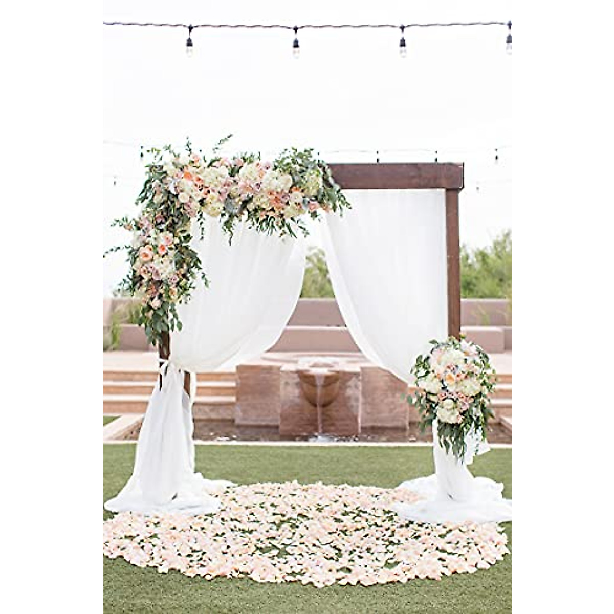 PartyDelight 9.8FT X 10FT White Chiffon Sheer Backdrop Curtain Drapes, Wedding Arch Drapes, for Wedding, Birthday, Party, Banquet and Home Decorations.