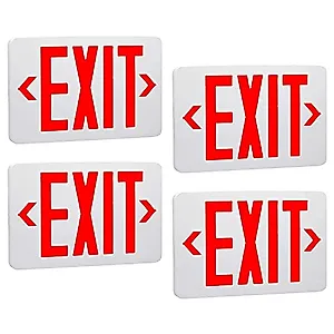 4 Pack Red LED Exit Sign Light - Standard - 90 Minutes Battery Backup, Dual LED Lamp ABS Fire Resistance UL-Listed (4)