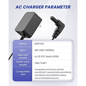 14V Charger for Black and Decker Dustbuster Smartech Handheld Vacuum 90602522-01 N561340, Black Decker Replacement Charger HHVJ315JD10 HHVJ315JMF71 HHVK320J10 HHVK320J61 Power Supply Cord