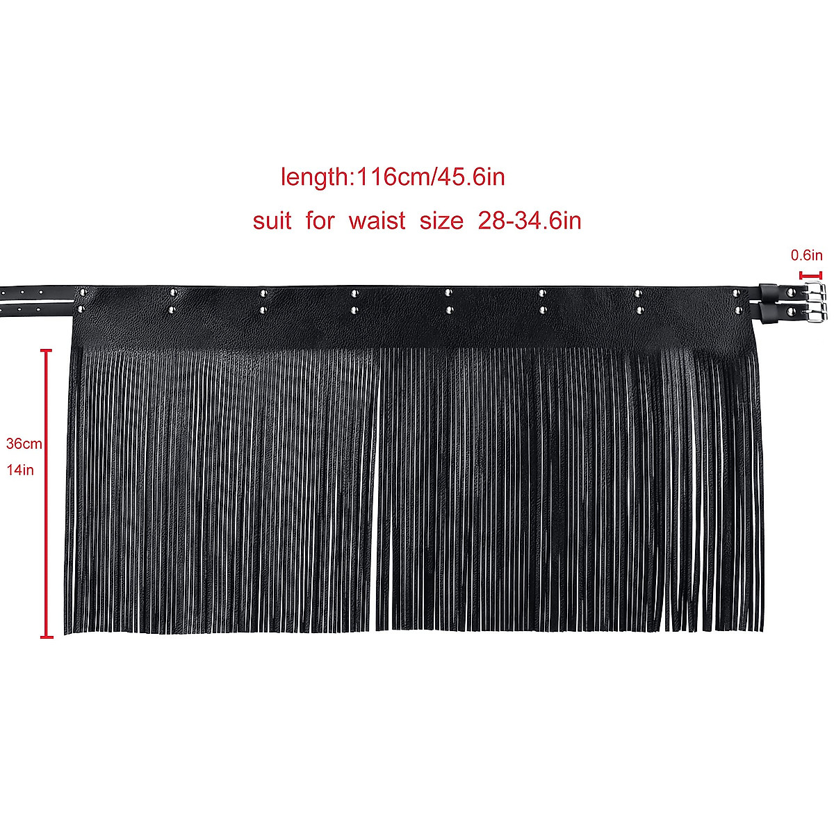 Ayliss Women Punk Waist Belt Tassel Fringe Skirt Belt Vintage PU Leather Waistband Belt Rocker Dance Performance Costume (Black #1)