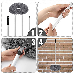 Hoolerry Ceiling Fan Cleaner Duster Reusable Microfiber Blade Cleaning Tool with Extension Pole Washable Extendable 13 to 49.7 Inch for Cleaning High Ceiling Cobweb Furniture Window Top(Gray)