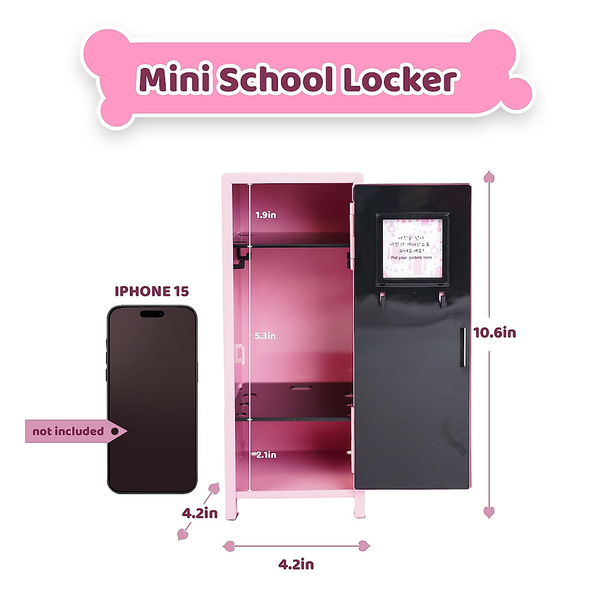 YOBRO Mini Iron Lockers, Girl Talk Locker with Lock,Small Safe Box Locker for Money, Miniature Storage Locker for Desk Bedroom Home Office School, Metal Little Locker Gift for Girls, Pink