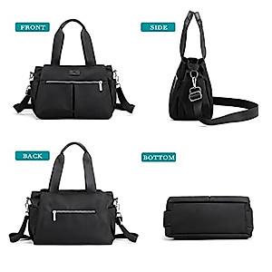 DOURR Hobo Handbags Light Nylon Crossbody Bag for Women, Multi Compartment Tote Purse Bags (Black)