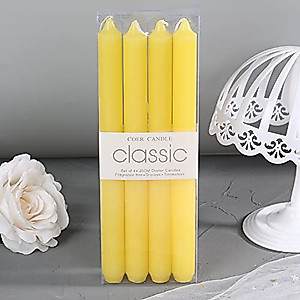 8 inch Taper Candles 4 Pack - Metallic Taper Spiral Candle Taper Candles - Unscented Dripless and Smokeless Home Décor - Dinner, Party, Wedding, Halloween, Churches (8 inch, Yellow)