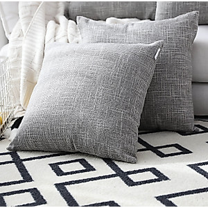 Kevin Textile Decorative Linen Throw Pillow Covers Cushion Case New 2 Tone Star Pillowcase Decorative Cushion Covers for Couch Bed Sofa(26 x 26 Inch,Grey) Set of 2