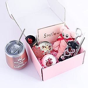 Antianxia Birthday Gifts for Women, Valentine's Day Mother's Day Wife Sisters Best Female Gifts for Coworkers Spa Friendship Gifts Insulated Wine Glass Set Gifts