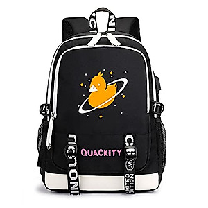 FDGDFG Cosplay Fans Harajuku Hip Hop Backpack Planet Duck Laptop With USB Charging Port Backpack Student (Black4)