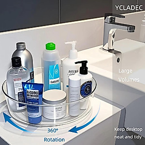 YCLADEC 4 Pack Lazy Susan 11.5" Inch Turntable Organizer Organization Storage Container Bins Spice Rack Cabinet Rotating Condiment for Pantry Countertop Kitchen Vanity Bathroom Jewelry Holder Clear