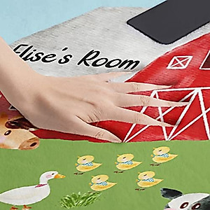 Farm House Animals Personalized Round Rug Fluffy Soft Mat for Bedroom Girls Boys Room, Custom Indoor Area Circular Floor Mat Chair Couch Plush Shaggy Carpet Home Decor 47.2x47.2 in