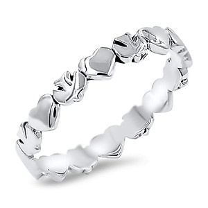 Eternity Heart Dove Christian Stackable Ring 925 Sterling Silver Band Size 6