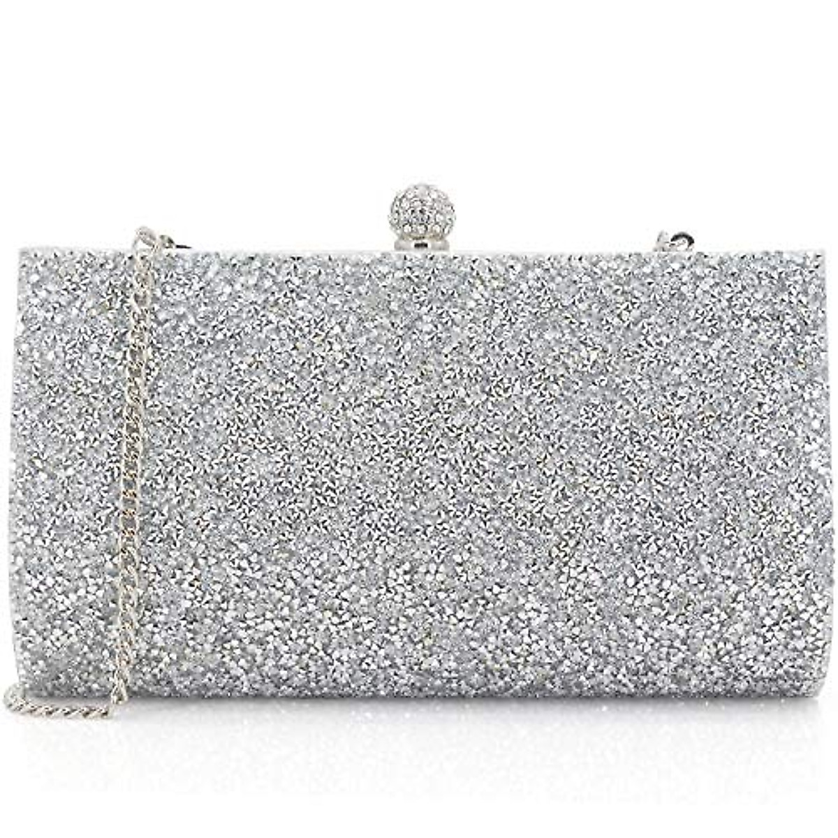MagicLove Bling Evening Bag for Women Rhinestone Crystal Clutch Purse Silver
