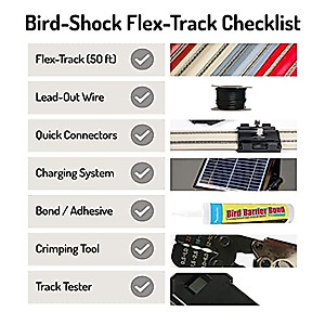 Bird Barrier Bird-Shock Flex-Track – 50ft Low Profile Electrified Track Bird Deterrent – Flexible PVC Strips with Stainless Steel Braid – Bird Repellent for Roofs, Parapets, Ledges - Sign Red