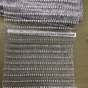 60X90cm Silver Shiny Stretch Crystal Rhinestone Fishnet One Yard Mesh Sheer Cutout Fabric 2024 Ins Popular Designer DIY Wedding Dresses, Gift Wrapping Mask Decoration (Silver, 1 Yard)