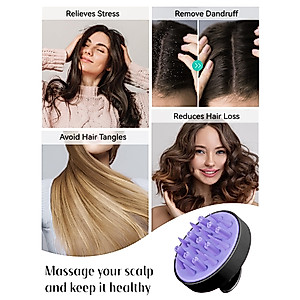 HEETA Hair Scalp Massager Brush, Updated Hair Shampoo Brush, Wet & Dry Scalp Exfoliator with Soft Silicone Bristles, Head Massager Washing Hair Care Tool for Women Men Kid for All Hair Types (Black)