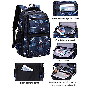JiaYou Space Pattern Galaxy Backpack Boys Primary Junior Middle School Daypack Men High Middle School Laptop Bag(Black Star,Backpack Only)