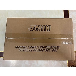 JOYIN 9 Pcs Combat Boat and Military Vehicle Toys Set with Realistic Military Combat Boat, Mini Helicopter, Motorcycle, Army Men Toy Soldiers Action Figures and Other Equipment Accessories