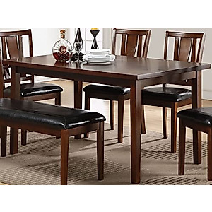 Liveasy Furniture Dining Room Table Set for 6, Kitchen Table with Bench and Chairs Set (Set of 6) Dinette Table with Chairs and Bench (Dixon)