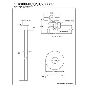 Kingston Brass KTK108P Trimscape Toilet Supply Kit, 20-Inch, Brushed Nickel
