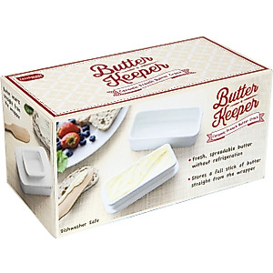 Talisman Designs Ceramic Butter Keeper, 6.25x3.25 inches, White