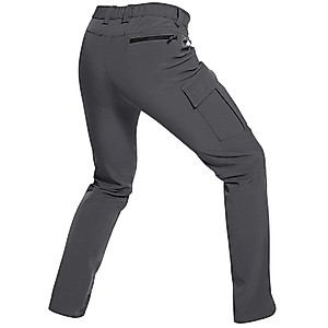 Wespornow Men's-Fleece-Lined-Hiking-Pants Water-Resistance-Snow-Ski-Pants Softshell Snowboarding Pants for Winter, Skiing, Outdoor (Grey, X-Large)