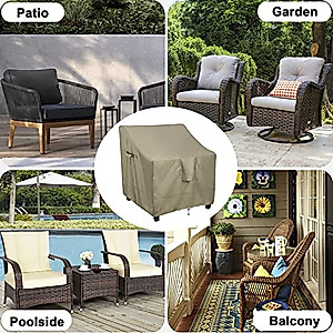 OutdoorLines Outdoor Waterproof Furniture Chair Cover - UV-Resistant Patio Lawn Chair Covers for Outdoor Furniture Windproof Heavy Duty Chair Covering, 2 Packs, 33.5Wx31.5Dx36H Inches, Camel
