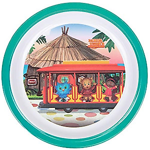 Daniel Tiger 5 Pc Mealtime Feeding Set for Kids and Toddlers - Includes Plate, Bowl, Cup, Fork and Spoon Utensil Flatware - Durable, Dishwasher Safe, BPA Free (Green)