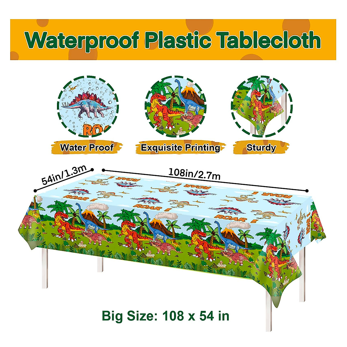 Dinosaur Birthday Decorations Kit For Boys Dinosaur Party Supplies Dino Backdrop Plates Cups Napkins Banner Balloon Tablecloth Cake Toppers