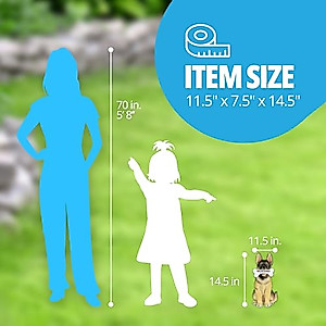 Exhart Garden Sculpture, Solar German Shepherd Dog Statue, LED Welcome Sign Bone, Outdoor Garden Decoration, 11.5 x 14.5 Inch